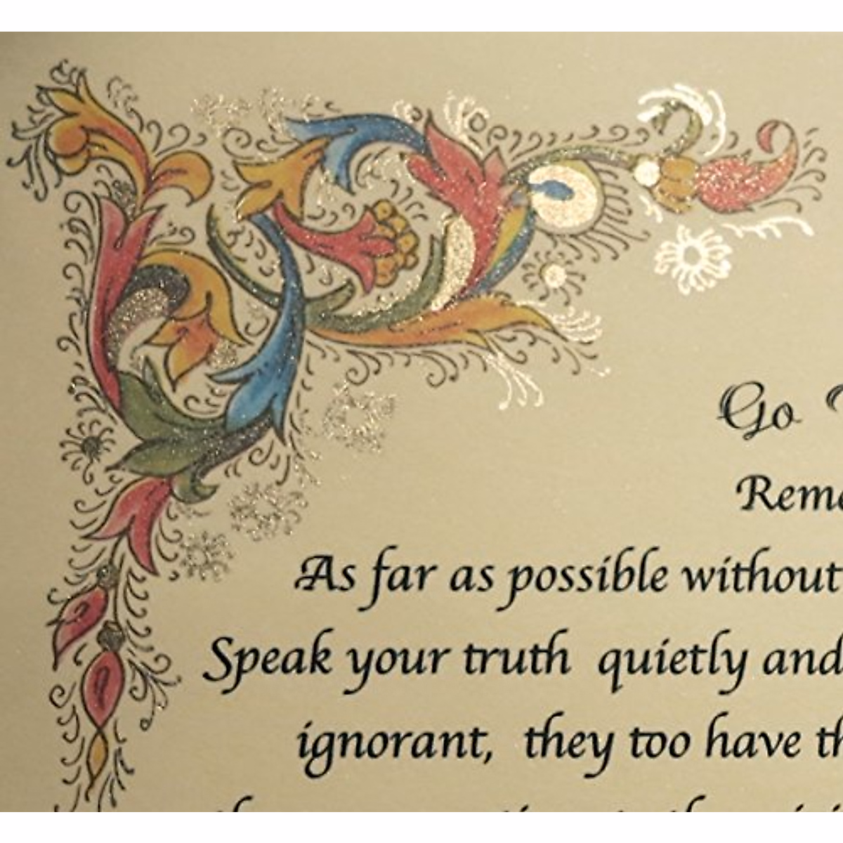 Desiderata Poem by Max Ehrmann on Handmade Florentine Paper (with 24k Gold Leaf Accent) Imported from Italy.