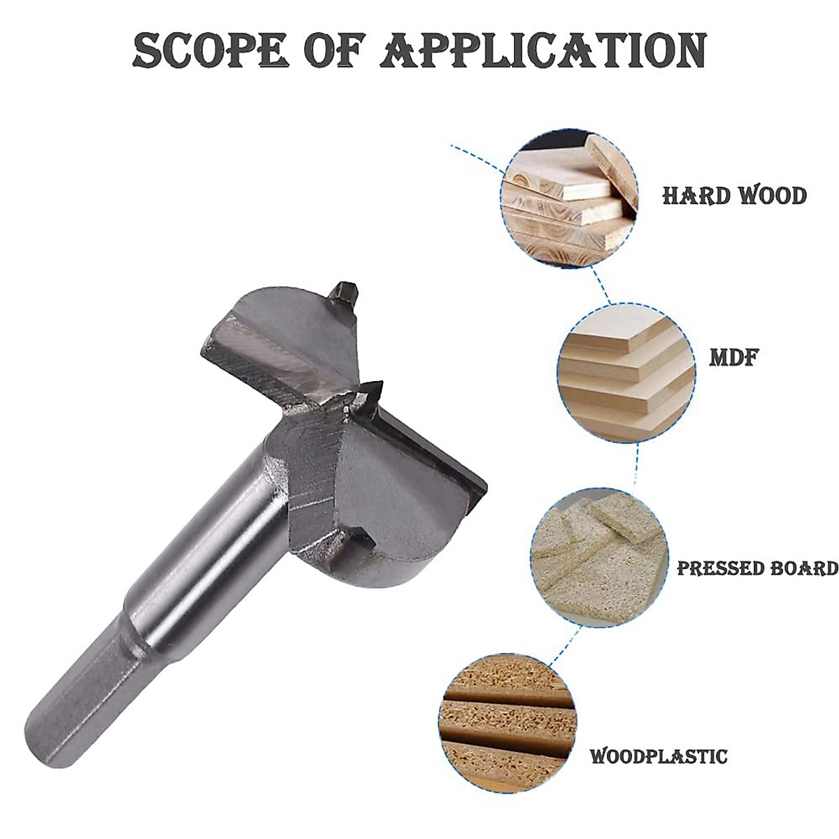 Utoolmart Forstner Drill Bits, 26mm Cemented Carbide Wood Cutter Tool, Round Shank Woodworking Hole Saw Cutter, 80mm Length Woodworking Hole Boring Bit, Gray, 1 Pcs