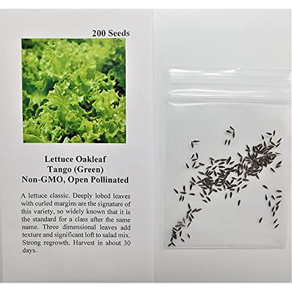 David's Garden Seeds Lettuce Oakleaf Tango FBA-9423 (Green) 200 Non-GMO, Open Pollinated Seeds
