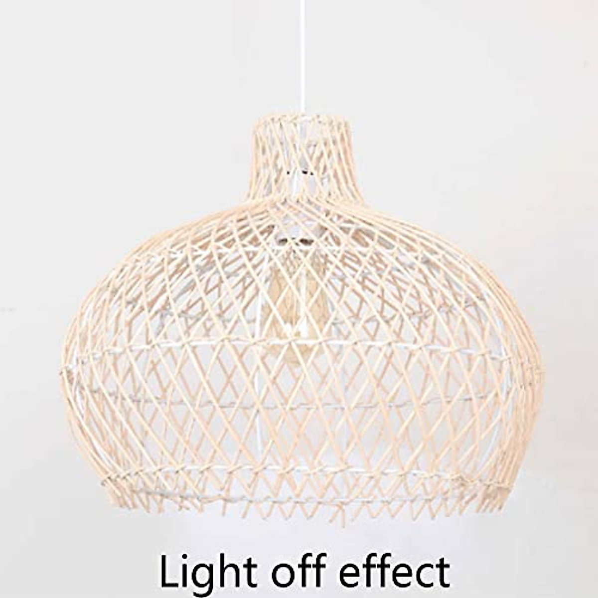 LATAFA Rattan Cage Chandelier Handmade Lamp Shade Light Fixture Ceiling Wicker Woven Pendant Light Adjustable Height Indoor Rattan Woven Hanging Lamp for Dining Room Bedroom Kitchen Island