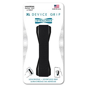 LoveHandle Tablet/XL Grip for Most Tablets and Large Smartphones, Black Elastic Strap Finger Grip with Black Base (LHT-01-Black)