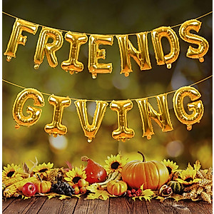 Friendsgiving Decorations Gold Foil Letter 16 Inches Tall Balloons Banner Thanksgiving Friends Party Backdrop