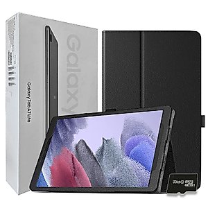 SAMSUNG 2021 Galaxy Tab A7 Lite 8.7" (WiFi + Cellular) 32GB 4G LTE Tablet (Makes Calls) Unlocked, International Model Bundle – PU Leather Case, Screen Protector, Stylus and 32GB microSD Card [Gray]