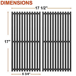 BBQ Future 17" Grill Grates for Charbroil 2-Burner Tru-Infrared Gas Grills 463644220 463642316 463632320 463632520, Cast Iron Cooking Grid Replacement Part G369-0030-W2 for Charbroil Grill Parts