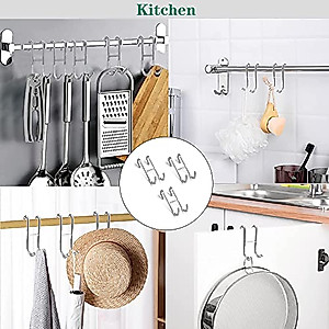 Hallyware Shower Door Hooks SUS 304 Stainless Steel Bathroom Frameless Glass Shower Door S Hooks for Hanging Coat ,Towel,Bathrobe,Squeegee,Loofah,Shaver (Silver,3-Pack)