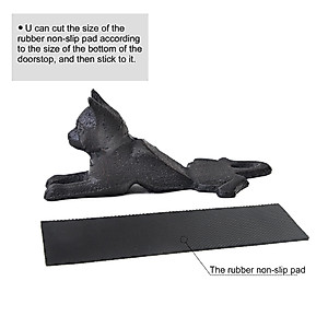 Cast Iron Door Stop - Decorative Rustic Door Stoppers - Stop Your Bedroom, Bath and Exterior Doors 2.5x6.1"(Black with Brown-Cat) …