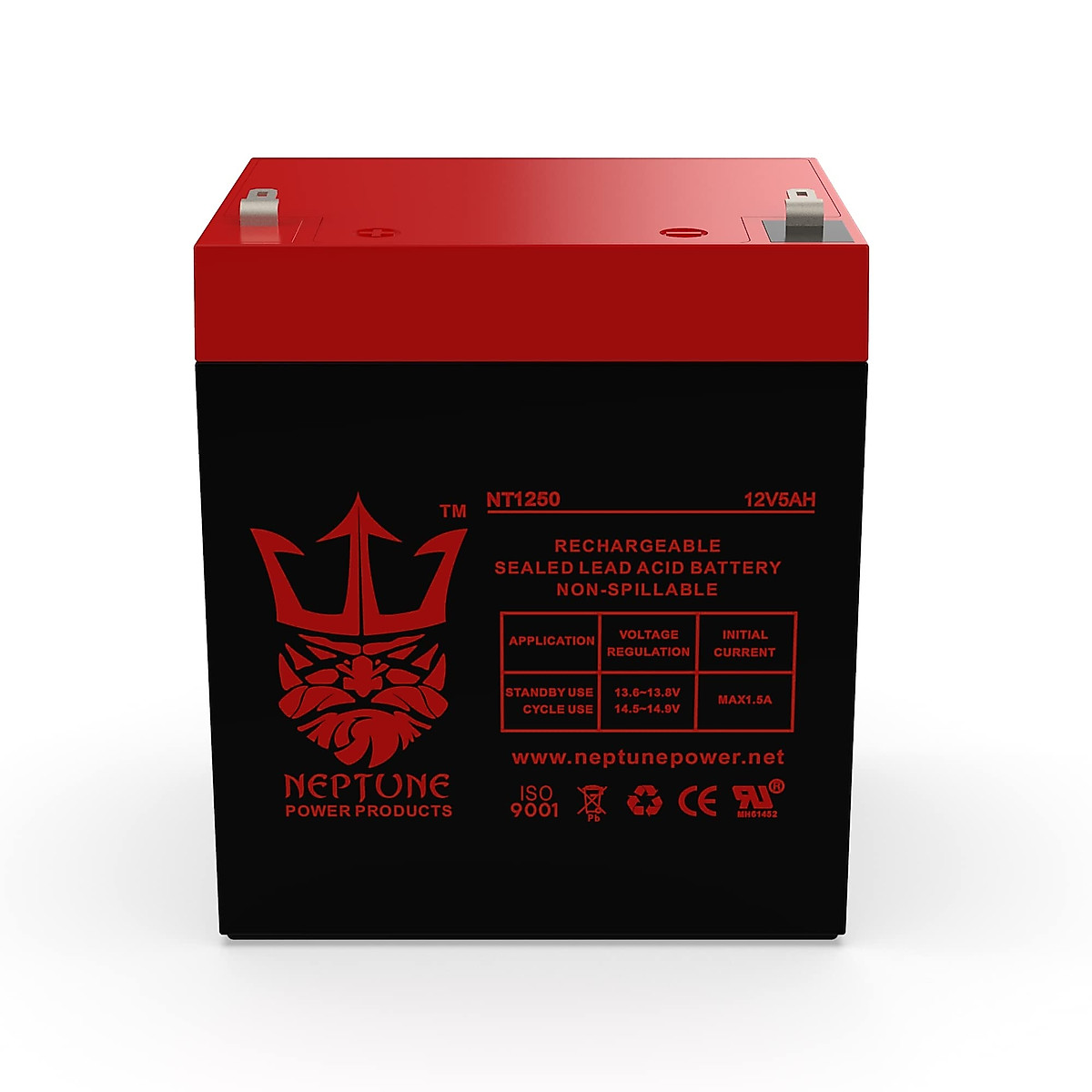 Neptune Power Products NT1250 12V 5AH Replacement Battery for Home Alarm System Battery Back Up Vista 20P ADT W/ F1 Terminals Quick & Easy Connection