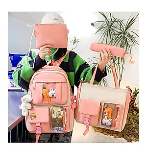 MOJIDUO Kawaii Backpack Pins Accessorie 4Pcs Set Cute Kawaii Rucksack for School Bag Cute Aesthetic Backpack