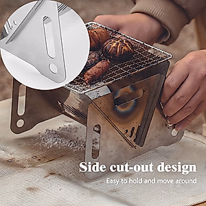 Pureasy Portable Camping grill,portable fire pit for camping,Outdoor campfire grill cooking for picnics fire pit,Stainless steel Assemblable Removable stove with grill mesh