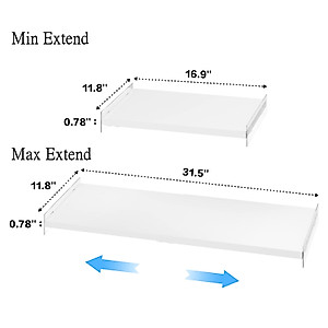 MIYUPTC Adjustable Closet Storage Shelves, Heavy Duty Expandable Wardrobe Shelves Organizer System for Closet Cabinet Wardrobe Cupboard Bedroom Garage 2 Pack (L:16.9'' to 31.5"; W:11.8'')