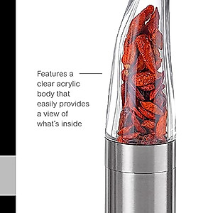 AdHoc Pepe Chili Cutter and Spice Grinder - Dried Spice Cutter with Aroma Bottom Cap - Homemade Red Chili Flakes - Stainless Steel, 8"