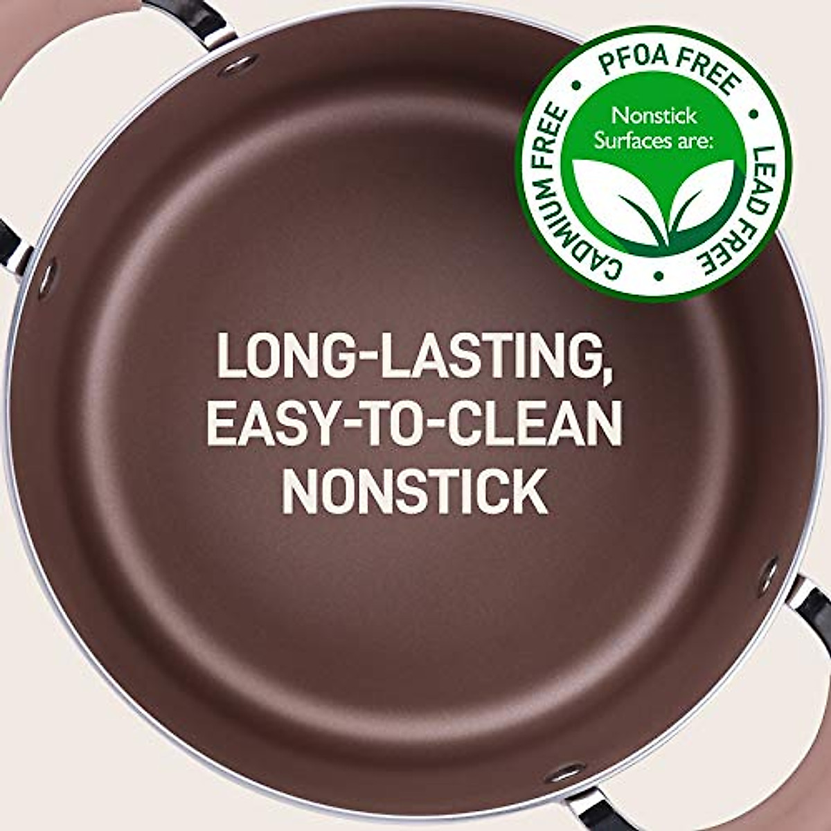 NutriChef Durable Non-Stick Cookware Dutch Oven, Large Pot | 5 Quarts, Compatible Models NCCW14S & NCCW20S, One Size, Brown