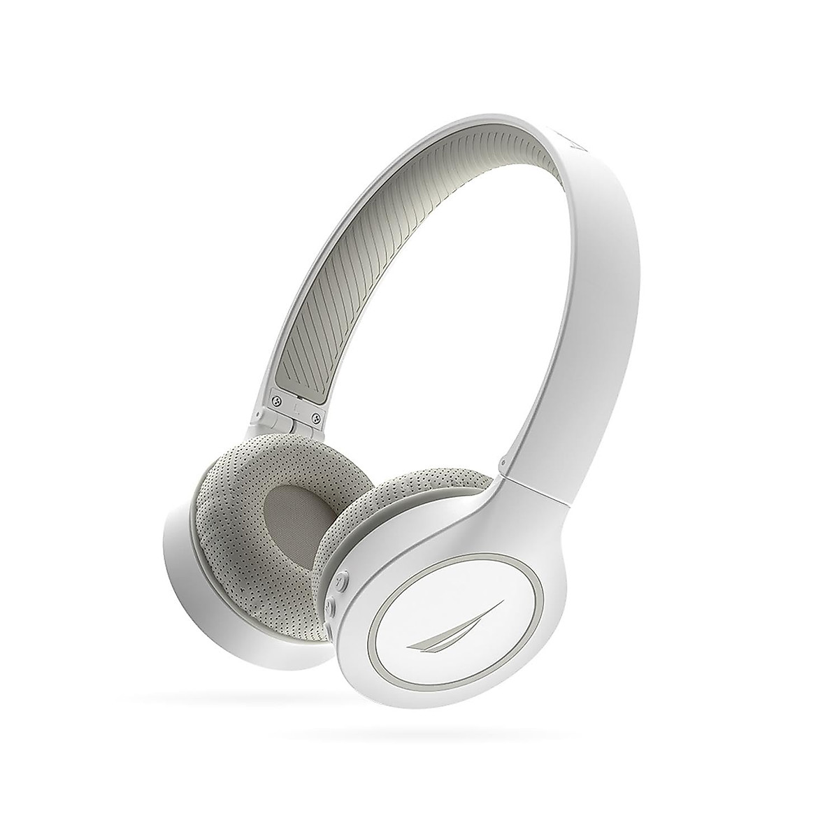 Nautica H120 Bluetooth Headphones, On-Ear Wireless Headphones with Built-in Microphone Bluetooth v5.0 Wireless and Wired Stereo Headset with Deep Bass, Foldable Over-Ear Headphones (White Off White)
