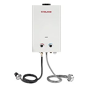 Tankless Water Heater, GASLAND Outdoors Propane Water Heater 10L BS264 2.64GPM, Instant Hot Water Heater for Cabin, Camp Water Heater for RV, Overheating Protection, Easy to Install, White