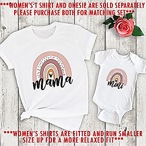 Mommy and Baby Matching Outfits Rainbow Cute T Shirt Mama Mini Bodysuit onsie Family Photoshoot (Large)