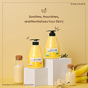 KWAILNARA Banana Milk Body Wash – Korean Body Wash with Banana Extract for Soft, Hydrated Skin 560 g / 19.75 oz.
