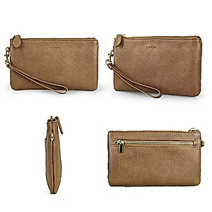 befen Genuine Leather Wristlet Clutch Wallet Purse, Clutch Purses for Women-Vintage Caramel Brown