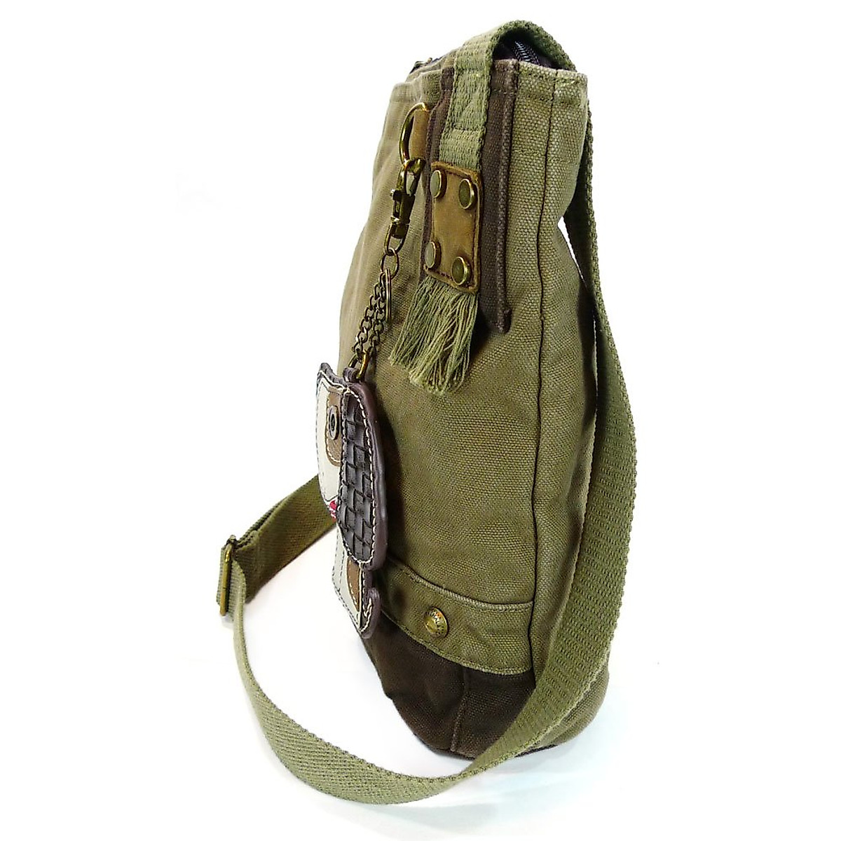 Chala Handbag Patch Crossbody Toffy Dog Dk Olive Green Bag