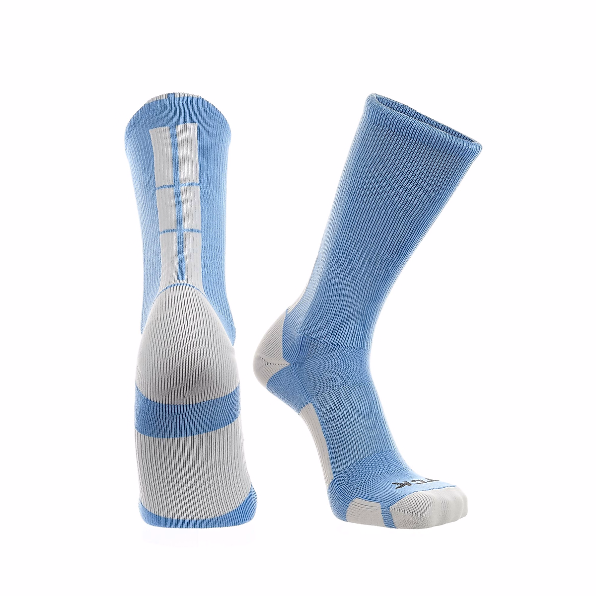 TCK Baseline 3.0 Athletic Crew Socks (Columbia Blue/White, Large)