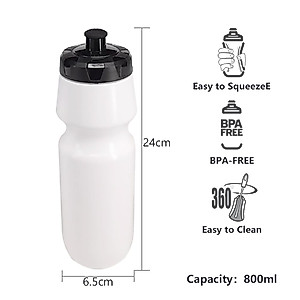 Belinlen 10 Pack 27 oz Sports Water Bottles Sports and Fitness Squeeze Water Bottles BPA Free come with 16 pcs Chalk Labels, 1 Pen(Dishwisher Safe)
