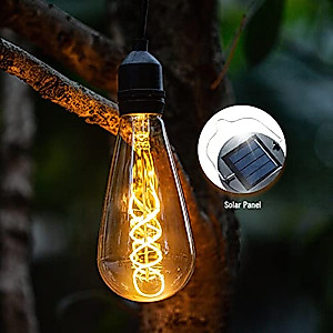 Hanging Solar Lights Glass Edison Bulbs Solar Powered Lantern Outdoor Waterproof LED Garden Decorative Light for Patio Yard Tree (1-Pack)