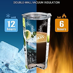 QWEUIOP 20oz Insulated Travel Coffee Mug Tropical Citrus Stainless Steel Tumbler with Lid Double Wall Vacuum Coffee Cup For Hot and Cold Drinks14325