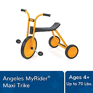 Children’s Factory MyRider Maxi 16" Toddler Tricycle, Adjustable Kids Tricycle with Rubber Wheels, Yellow/Black