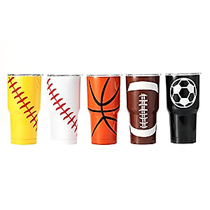 YONGCHI, Akmazousa 30oz Softball Tumbler Stainless Steel Tumblers Insulated Drinking Cups Softball Cup with Lids and Straw ( Softball, 30oz )
