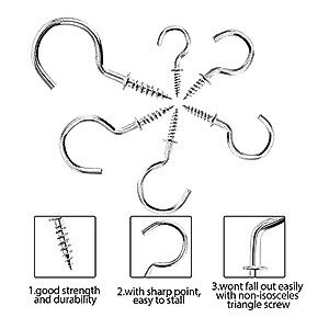 HEHENORL 150pcs 7 Sizes Cup Hooks Nickel Ceiling Hooks Set Screw-in Hooks Cup Hooks Bar Kichen Hardware Hook Bathroom Office and Home Screw Hanger