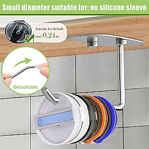 YIYATOO 3 Pack Tumbler Lid Organizer,Cup Lid Organizer for Stanley Tumbler Lids and Yeti Tumbler Lids, Self-Adhesive or Drilling Cup Lid Hook for Kitchen Inside Cabinet Organizers and Storage
