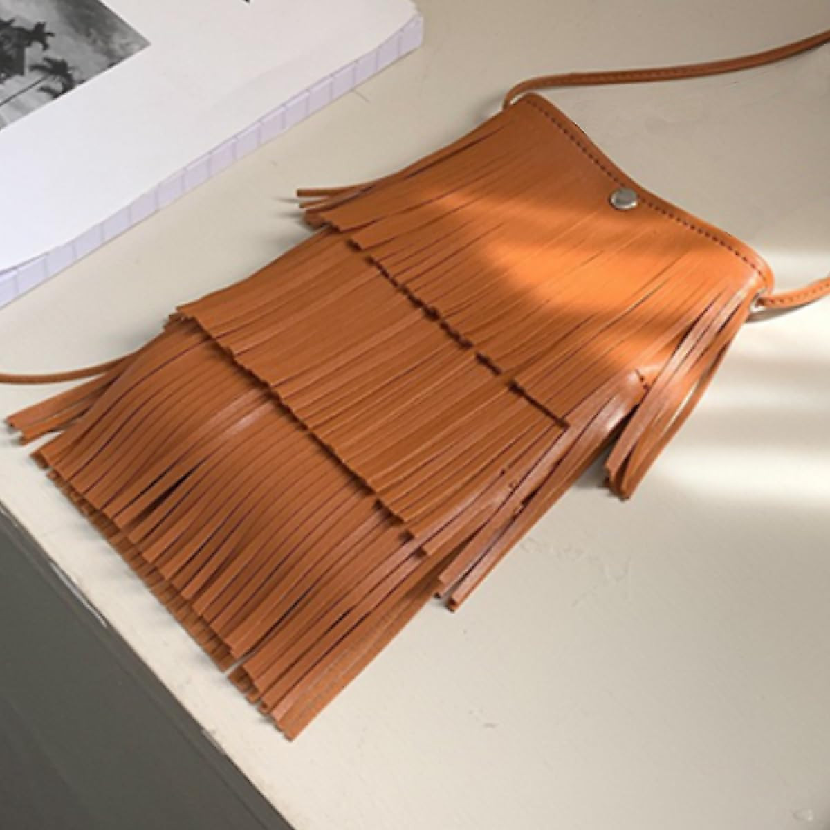 Sunwel Fashion Triple Layers Fringe Cell Phone Bag Mini Tassel Purse Crossbody & Shoulder Bag for Girls Women