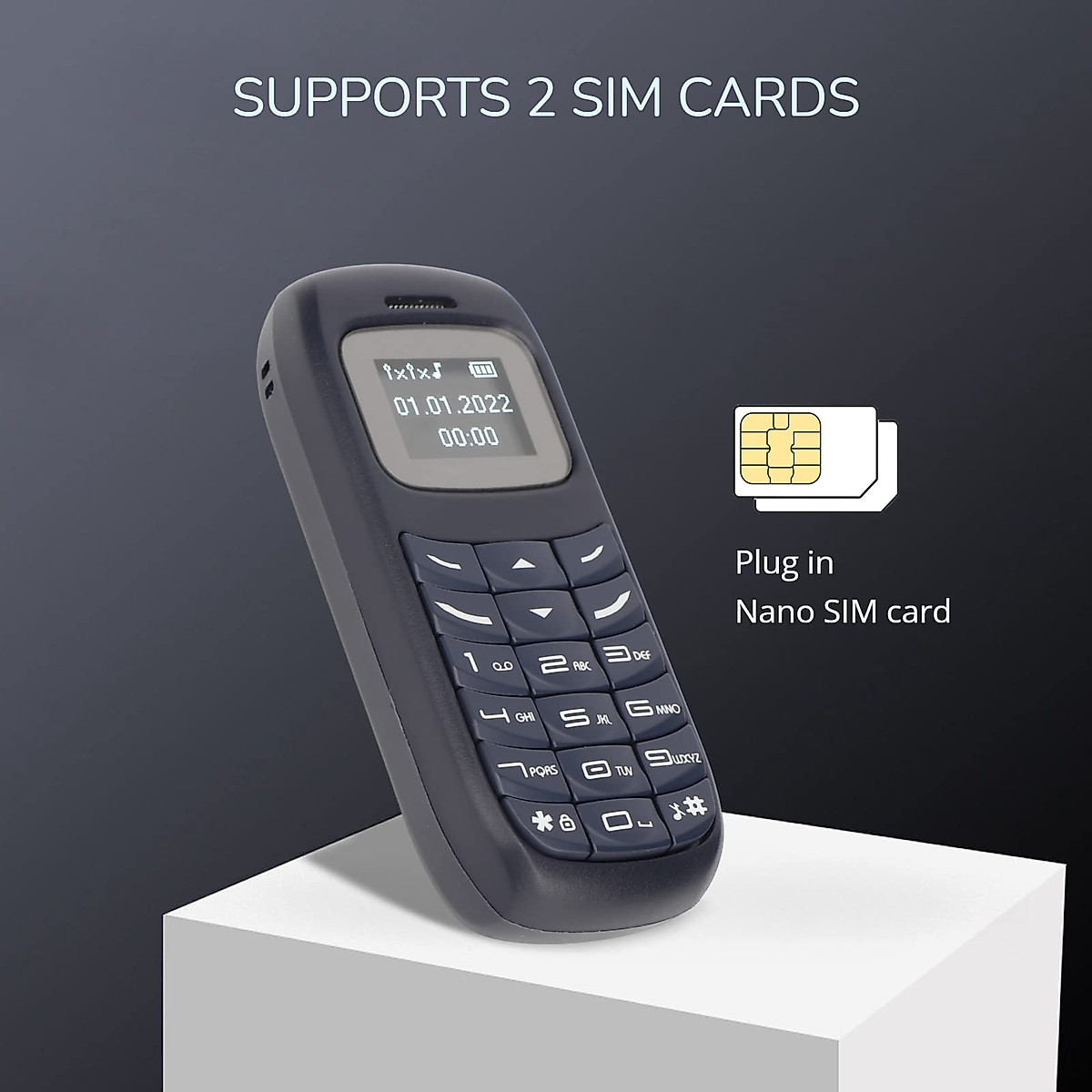 Seniors Cell Phone, Big Buttons Volume Unlocked Simple Mobile Phone, Dual Card Mini Backup Mobile Phone with Low Radiation Rate, 2G Network (Blue)