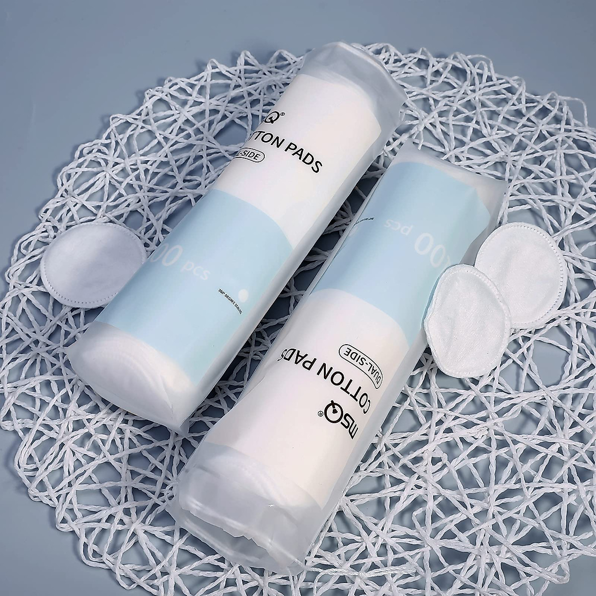 MSQ Cotton Rounds (300 Count), Makeup Remover Pads, Face Cotton Pads, Facial Cleansing Round Cotton Pads, Lint-Free