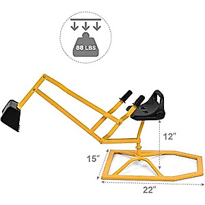 GLACER Sandbox Digger, 360° Rotation Kid Excavator Toy Crane with Base, Steel Outdoor Play Digging Toys for Sand, Dirt, Snow, Beach, Ride on Sand Digger for Kids…