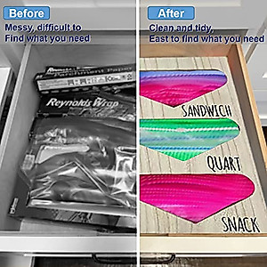 GONNADOO Wood Ziplock Organizer Box, Wood Kitchen Food Baggie Organization Dispenser for Kitchen Drawer Box, organizers and storage with Gallon, Quart, Sandwich and Snack Variety Size Bags (Natural)