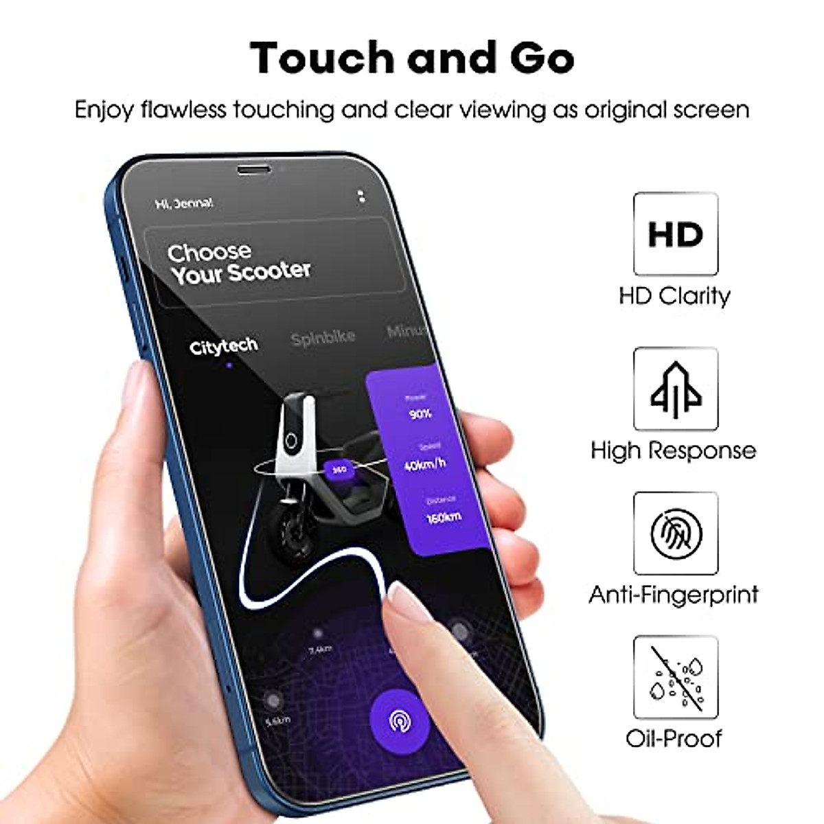 JETech Full Coverage Screen Protector for iPhone 12/12 Pro 6.1-Inch, Tempered Glass Film with Easy Installation Tool, Case-Friendly, HD Clear, 3-Pack