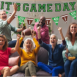 Football Party Decorations Kit: Football Themed Triangle Flags & Football Banner - for Birthday & Tailgate Parties