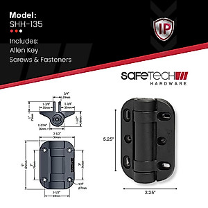Safetech Hardware MegaKlik Self Closing Gate Hinges | Self-Aligning Heavy Duty Spring Hinges | Adjustable Tension | Pool safety Hinge | Square Post, Aluminum Gates | Swing Close 185 lbs SHH135 - Black
