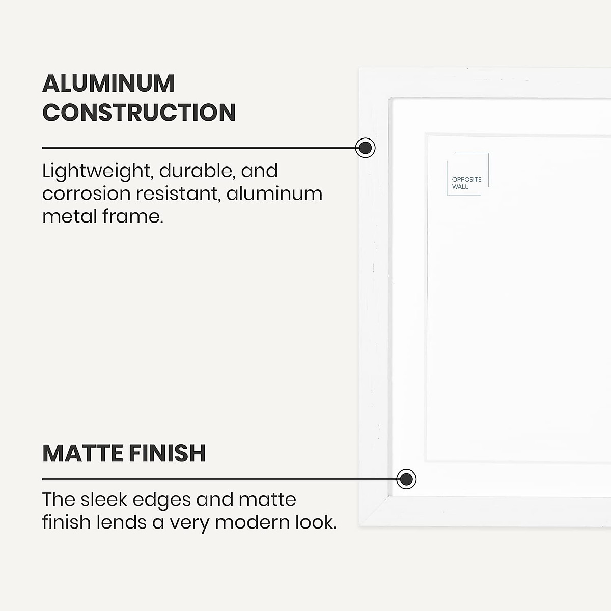 Opposite Wall Aluminium Metal Picture Frame, 16x20 in. | 41x51 cm White Sleek Matte, Lightweight, Shatterproof and Durable, Perfectly Crafted for Picture, Poster, Photo and Collage Displays