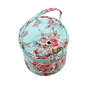 MagiDeal Yarn Storage Bag with Handle, Polyester Holder Case, Gift Tote Zipper Closure Crocheting Knitting Supplies Crochet Bag for Knitting Lovers, Flower