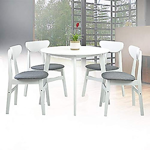 Dining Room Round Table Modern Solid Wood White Color