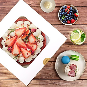 Moretoes 15 Sets Cake Boxes, 10x10x5 Inches Bakery Boxes with Cake Boards, Cake Boxes 10 Inch with Stickers Disposable Cake Containers with Lids for Valentine's Day Mother's Day Cheesecake, Cakes