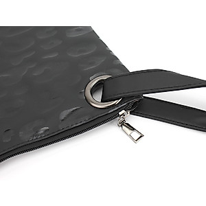 Van Caro PU Leather Wristlet Clutch Wallet Purses Oversized Leopard Print Evening Handbag for Women,Black