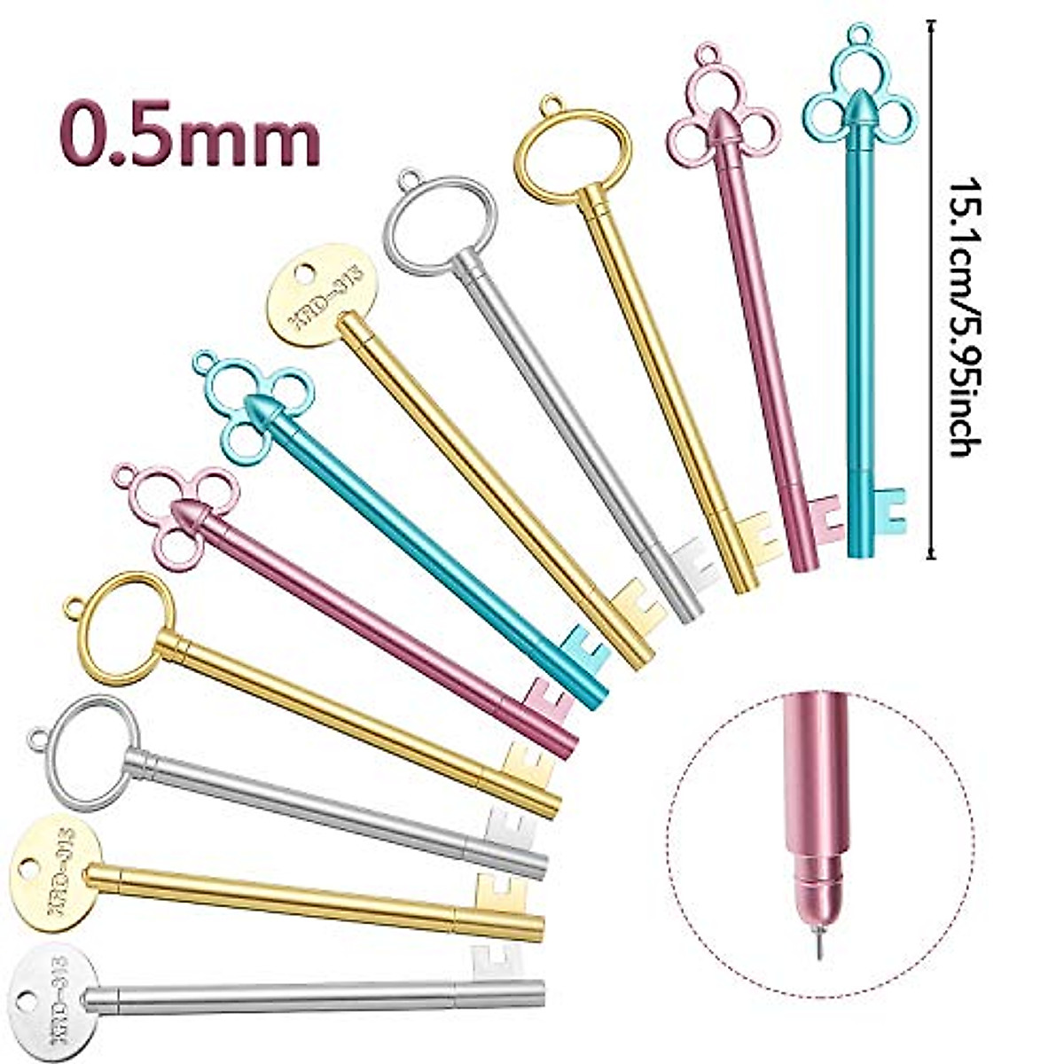 Key Shape Pen Vintage Key Gel Ink Pens Cute Novelty Pens Black Fine Point Pen for Office Stationary School Supplies(36 Pieces)
