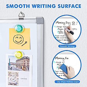 Magnetic White Board 24 x 18 Dry Erase Board Wall Hanging Whiteboard with 3 Dry Erase Pens, 1 Dry Eraser, 6 Magnets, 2' x 1.5' Message Scoreboard for School Home Office