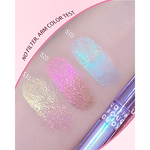 LYSdefeu Glitter Eye Shadow Set - 3Pcs Shimmer Metallic Chameleon Liquid Eyeshadow Kit, Lightweight Water Texture, Quick Drying Long Wearing Eyeshadow,Halloween Glitter Eye Makeup for Women Girl