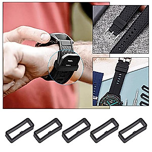 Micro Traders 10x Smartwatch Strap Ring Keeper 22mm Black Watch Band Ring Holder Watch Band Loop Silicone for Sport Watch Compatible with Huawei GT Sports Watch