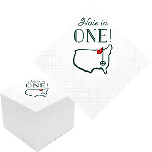 Geloar Golf Cocktail Napkins, 100 Pack Hole in One First Birthday Golf Themed Paper Disposable Cocktail Beverage Napkins for Baby 1st Hole In One Birthday Decorations 2-Ply, 5x5 Inches (Hole in One)