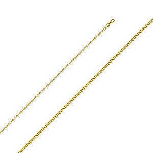 14K Two Tone Gold Jesus Crucifix Cross Pendant with 1.4mm Flat Open Wheat Chain Chain Necklace - 22"