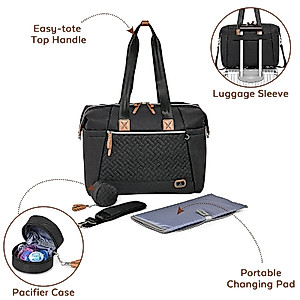 Dikaslon Diaper Bag Tote with 2 Pack Stroller Hooks, Pacifier Case and Changing Pad, Large Travel Diaper Tote for Mom and Dad, Multifunction Baby Bag for Boys and Girls